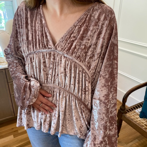 Ellison | Tops | Crushed Pink Velvet Top Relaxed Fit | Poshmark